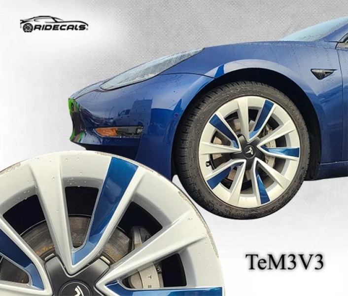 Tesla Model 3 19" rim decals TeM3V3 | Ridecals
